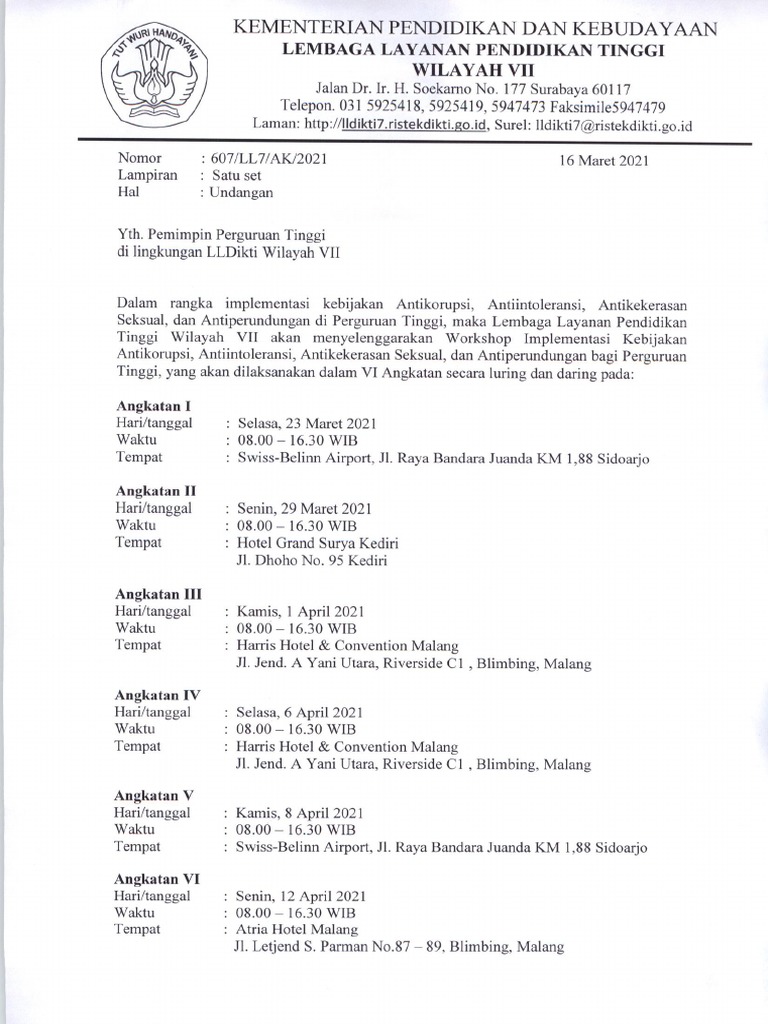 607 Undanganan Workshop Implementasi 4 Anti | PDF