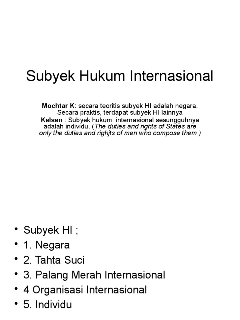 Subyek Hukum Internasional dan Kriterianya | PDF