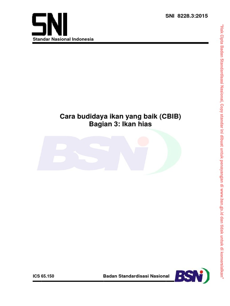 CBIB Ikan Hias - SNI 8228.3 - 2015 | PDF