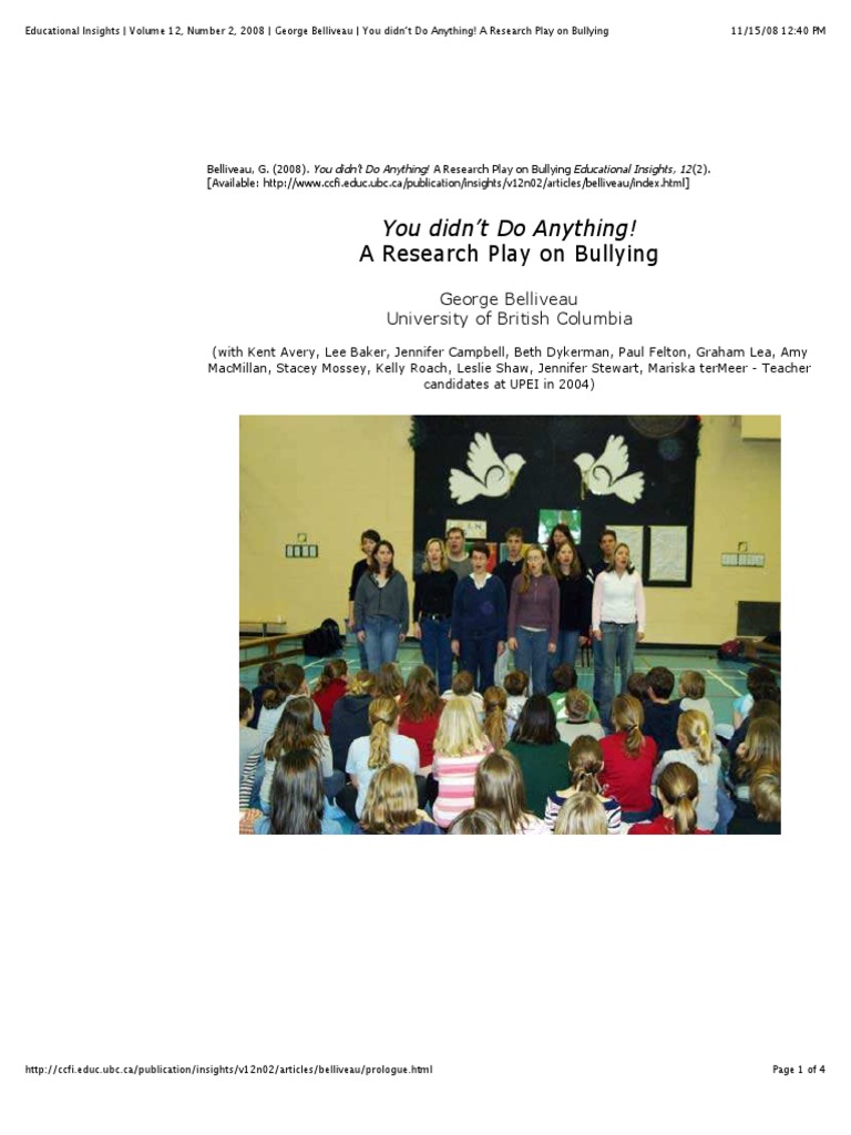 Anti Bullying Drama Script | PDF | Bullying | Cognition