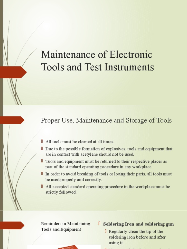 TLE 7 - Maintenance of Electronic Tools and Test Instruments | PDF ...