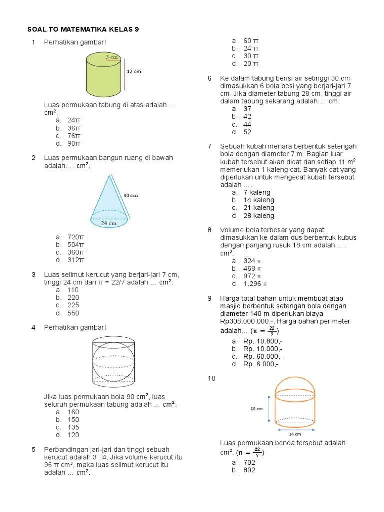 Soal TO Matematika Kelas 9 | PDF | Griya & Taman