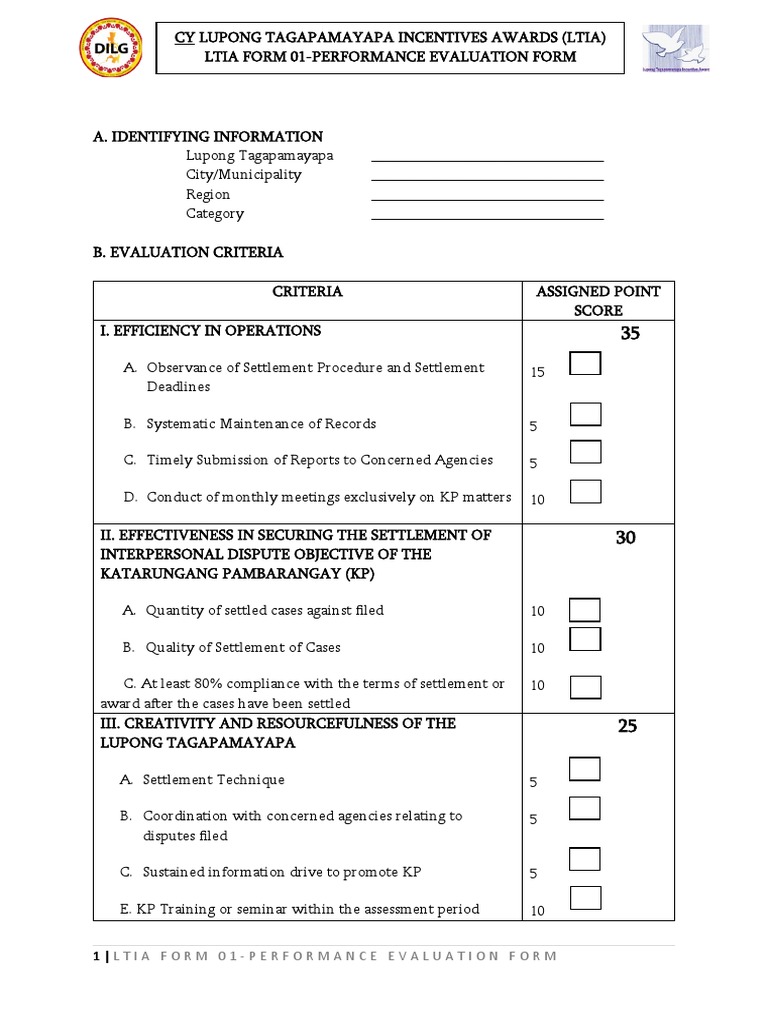 LTIA Enhanced FORMS 1-7 For CM | PDF | Performance Appraisal | Mediation