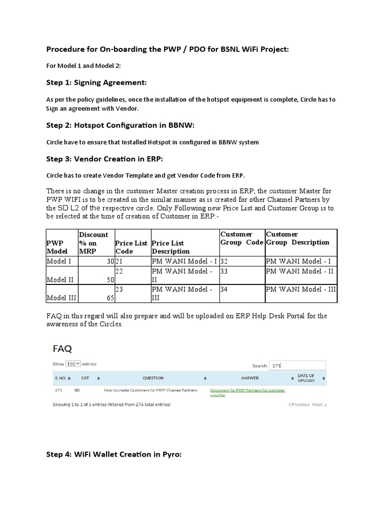 Procedure For On-Boarding The PWP / Pdo For BSNL Wifi Project | Download Free PDF | Voucher ...
