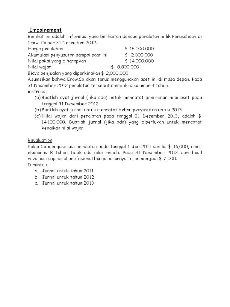 Soal Impairment and Revaluation | PDF