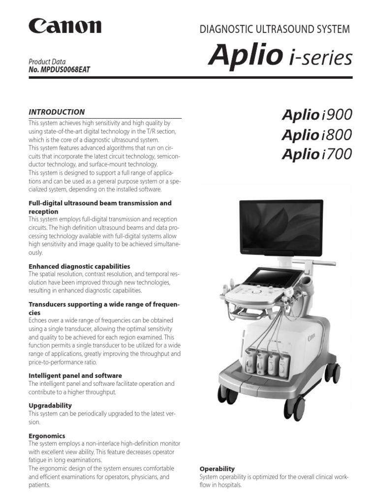 Aplio I700,800,9000 Product DataMPDUS0068EAT - V3.1 - Low | PDF ...