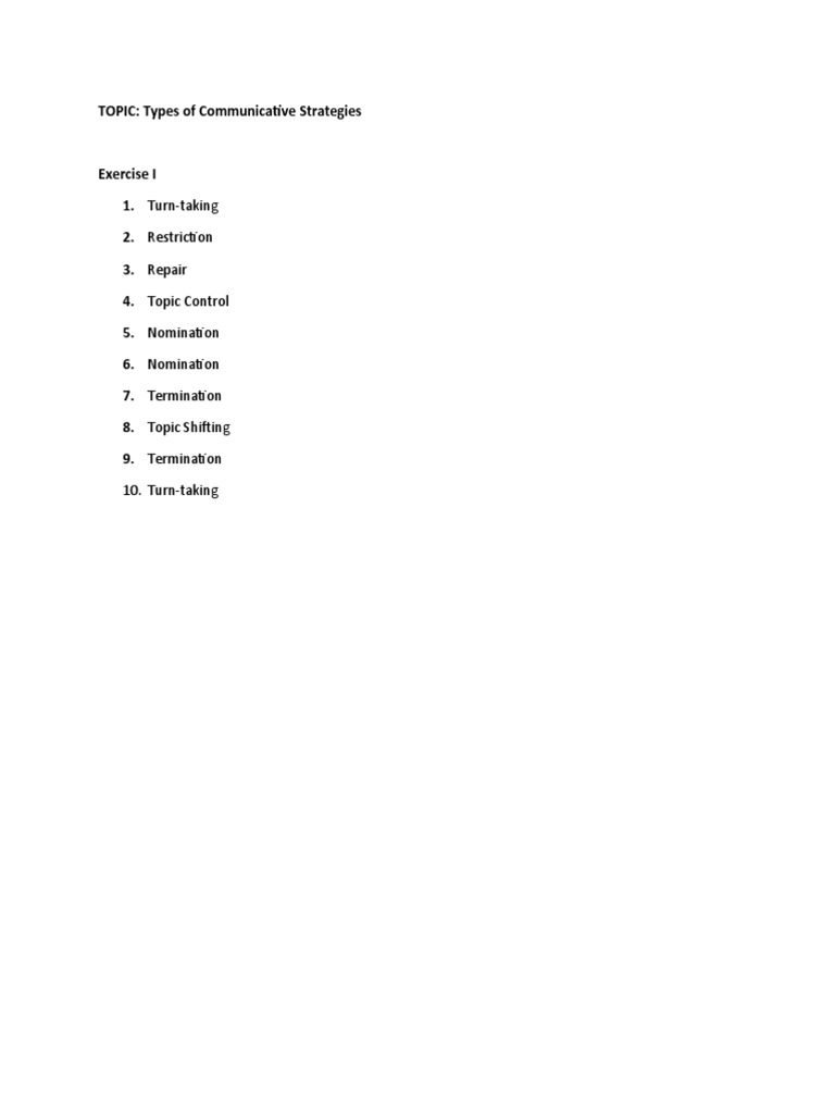 Types of Communicative Strategies | PDF