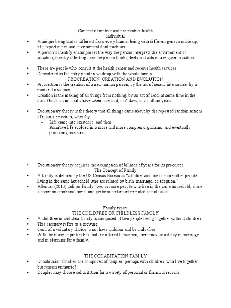 Concept of Unitive and Procreative Health | PDF | Family | Relationships