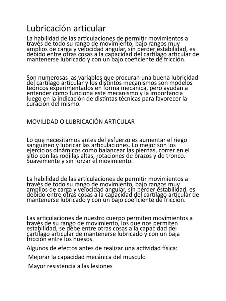 Lubricacion Articular | PDF