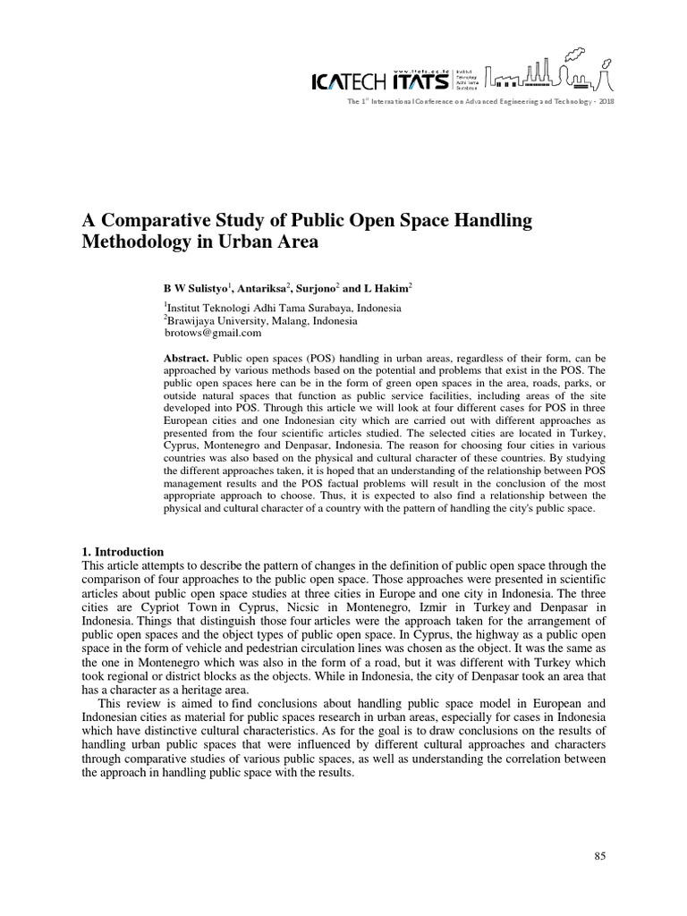 A Comparative Study Of Public Open Space Handling Methodology In Urban