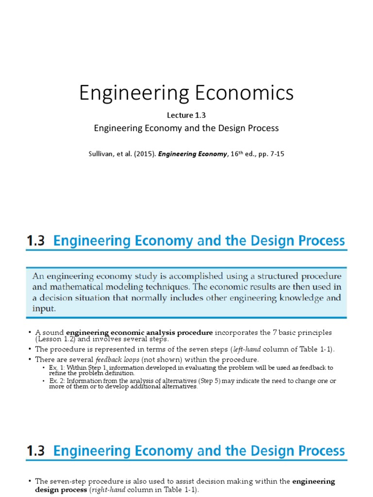 Engineering Economics in Design Process | PDF | Engineering Design ...