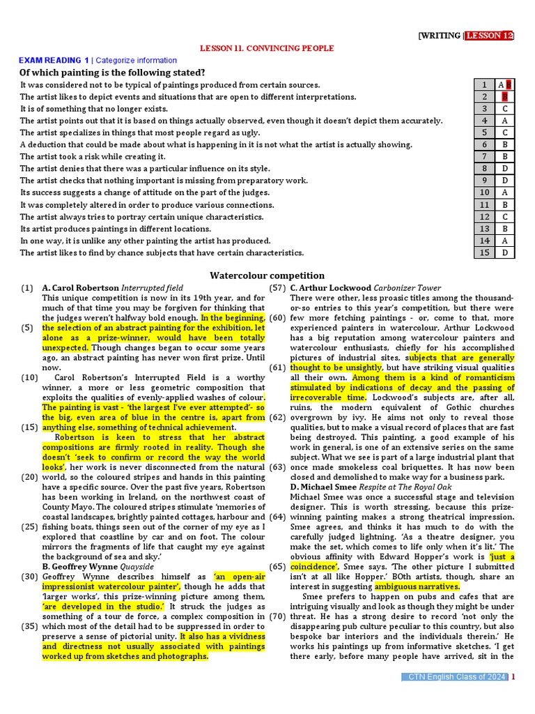 Of Which Painting Is The Following Stated?: A. Carol Robertson ...