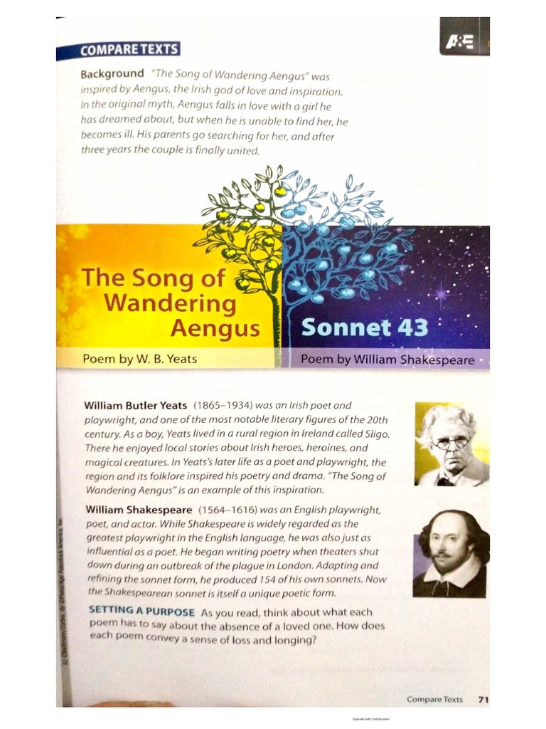 COLLECTION 2 - 2.the Song of Wandering Aengus & Sonnet 43 | PDF