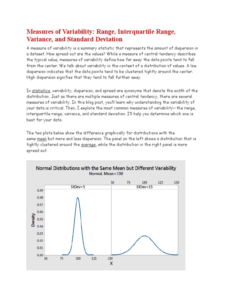 Measures of Variability | PDF | Variance | Standard Deviation