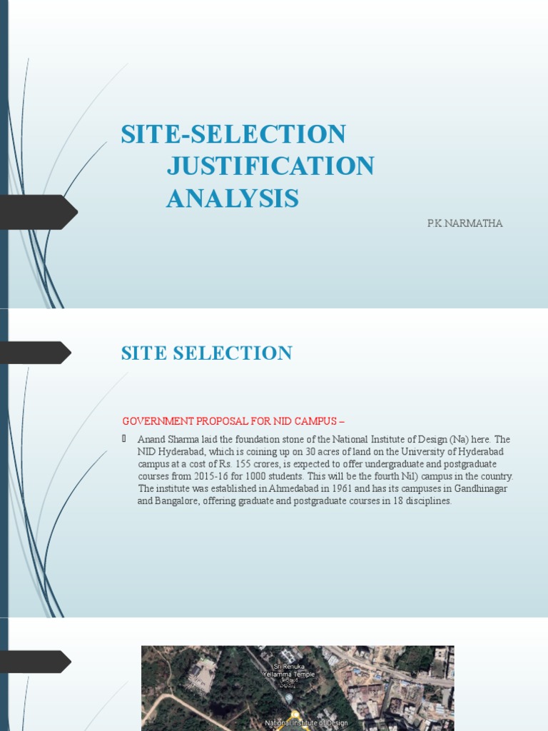 Site Selection, Justification, Analysis | PDF | Precipitation | Physical Geography