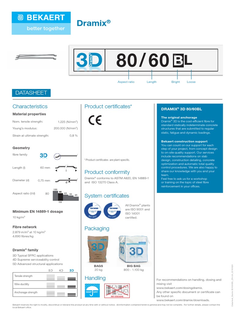 Dramix 3d 8060bl-8060bl | PDF | Strength Of Materials | Fibers