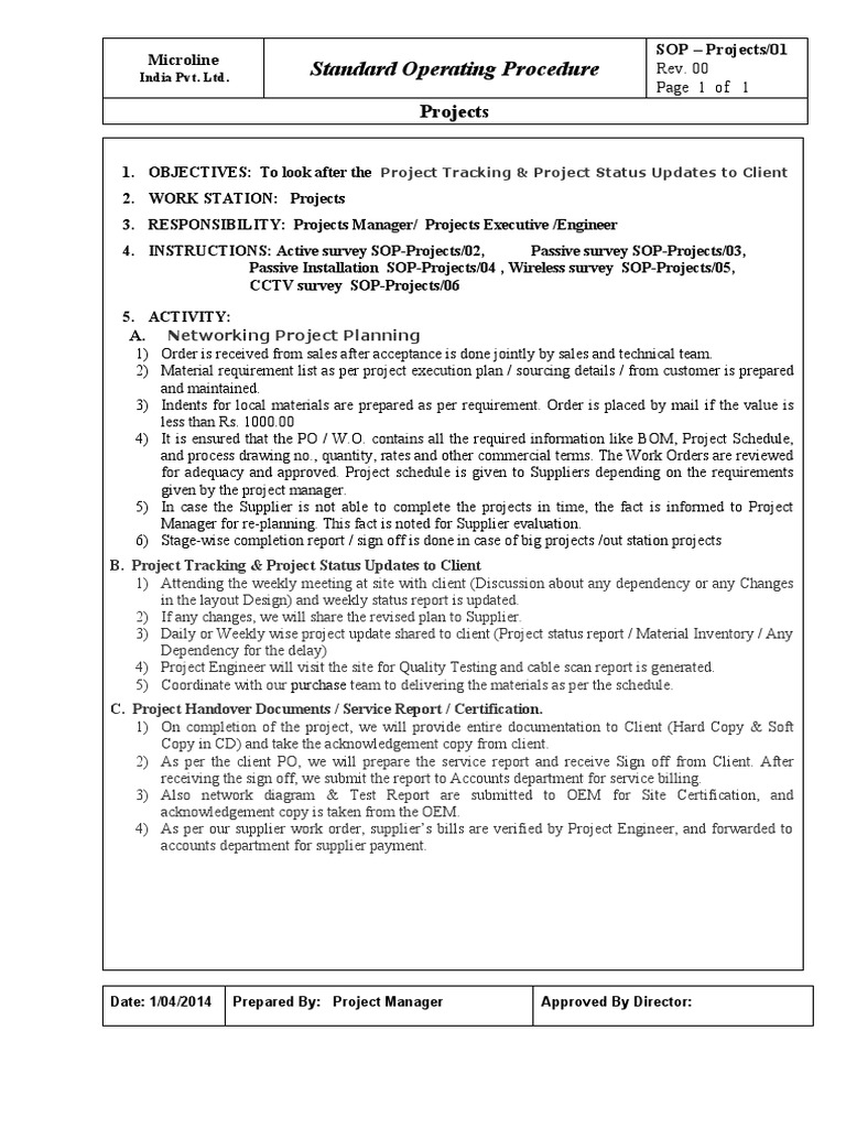 Standard Operating Procedure: Projects | PDF | Business