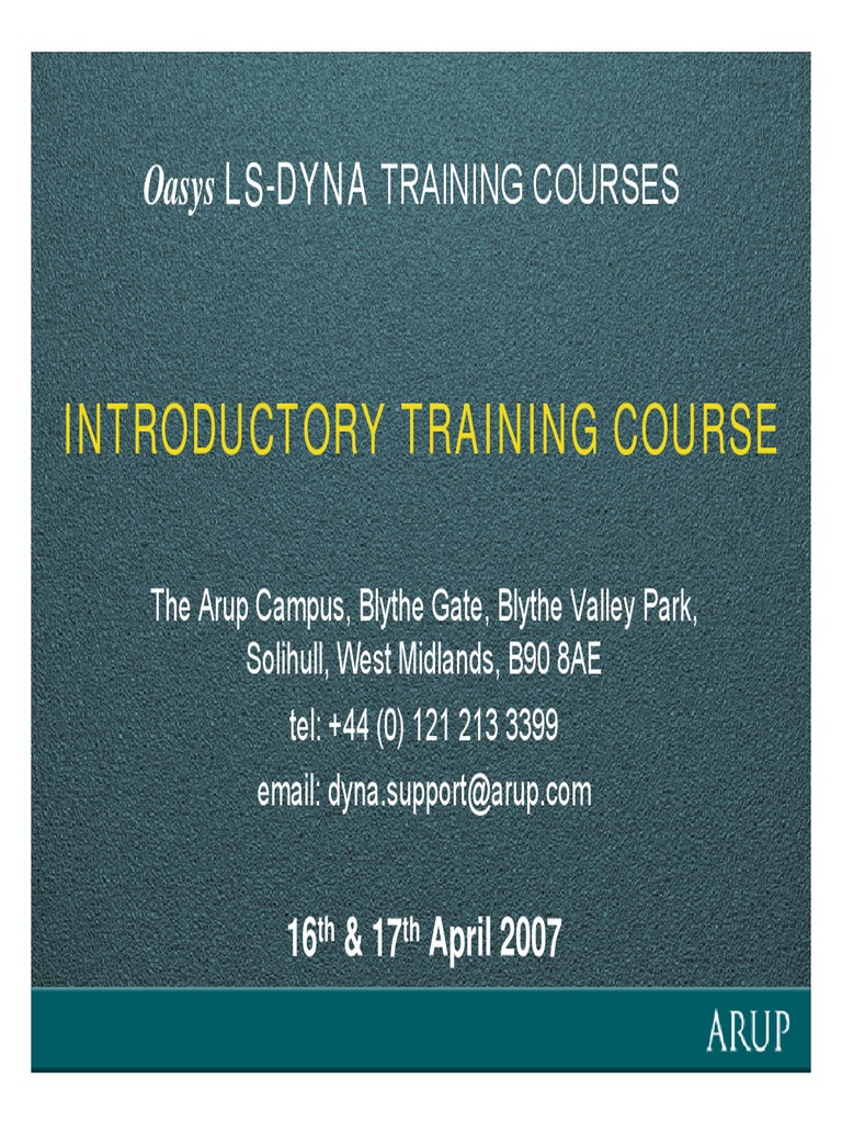 LS-DYNA Introductory Training Course | PDF | Deformation (Engineering ...