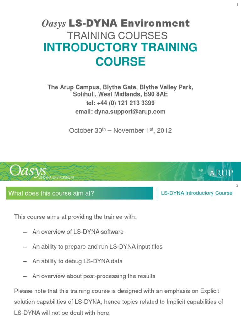 LS-DYNA Introductory Training Course | PDF | Parallel Computing | Computing