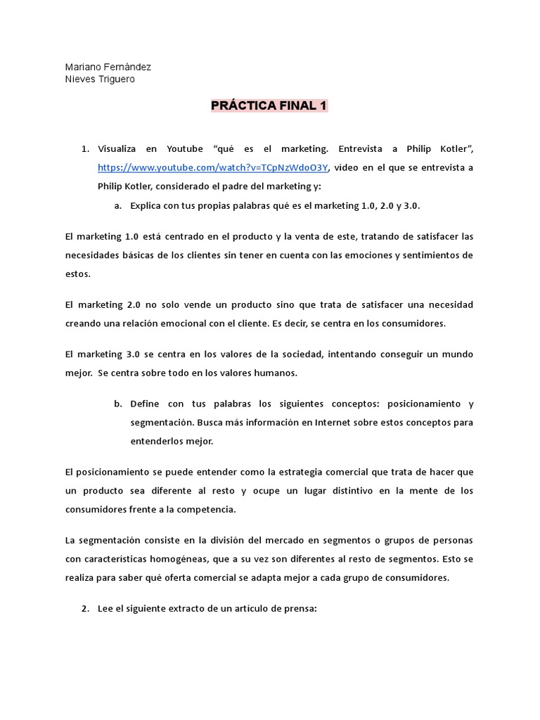 Actividad Final 1 POMA | PDF | Marketing | Microeconomía