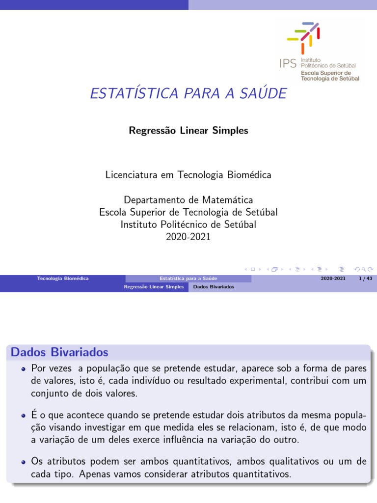 Capitulo 2 - Regressão Linear Simples | PDF | Regressão linear | Matemática