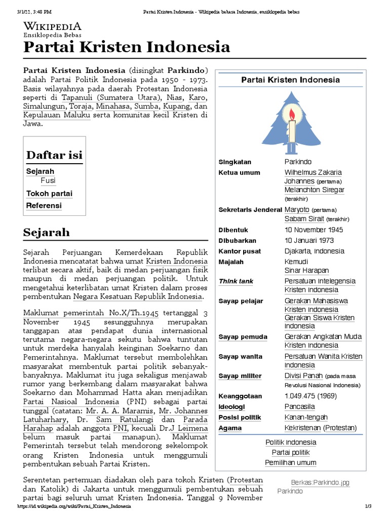 Partai Kristen Indonesia - Wikipedia Bahasa Indonesia, Ensiklopedia ...
