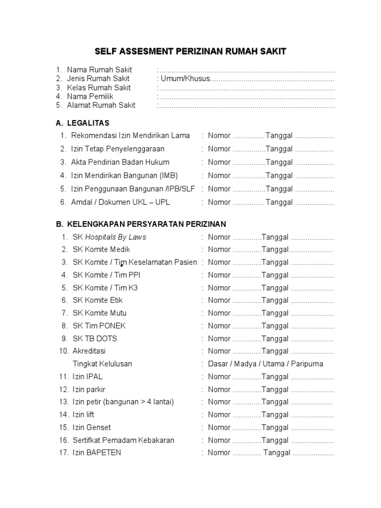 Dokumen Self Assessment | PDF