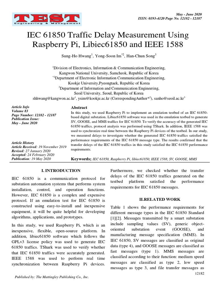 IEC 61850 Traffic Delay Measurement Using Raspberry Pi, Libiec61850 and ...