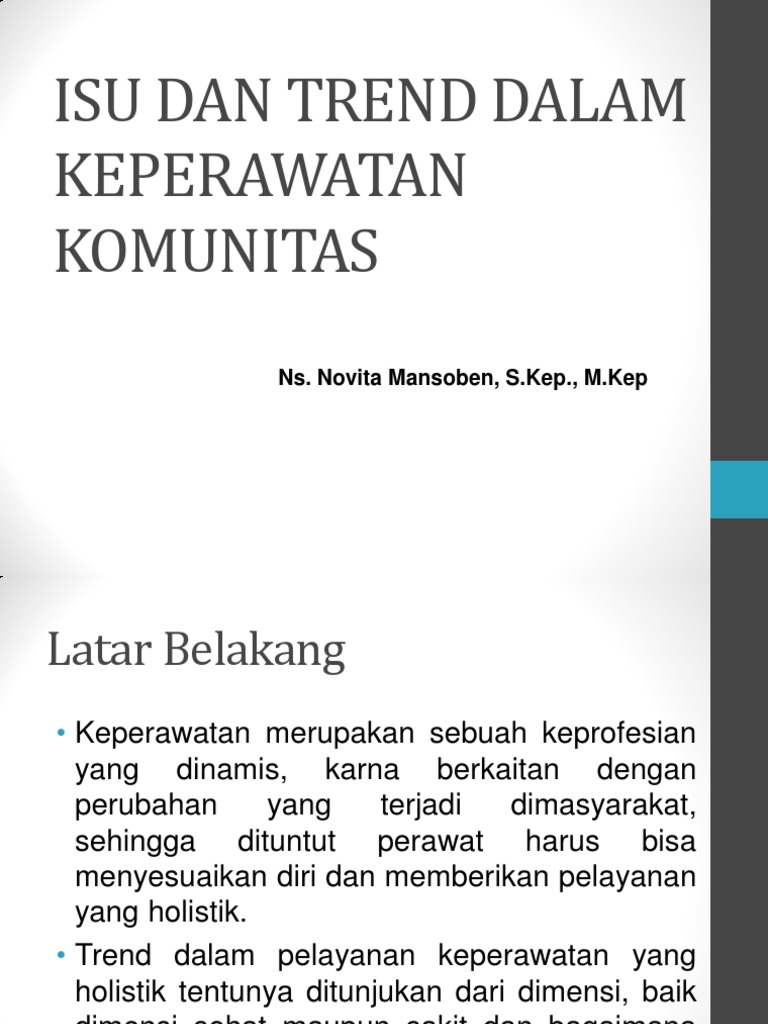 Isu Dan Trend Dalam Keperawatan Komunitas | PDF