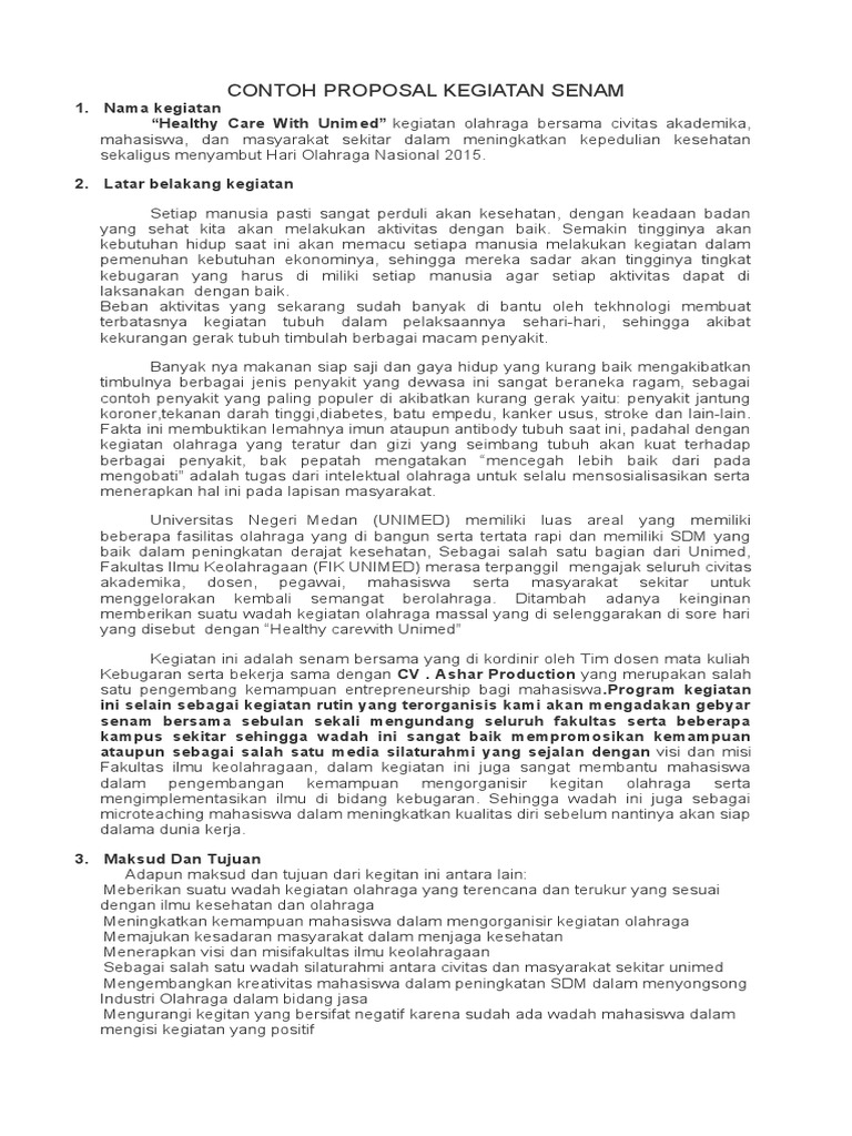 Contoh Proposal Kegiatan Senam | PDF