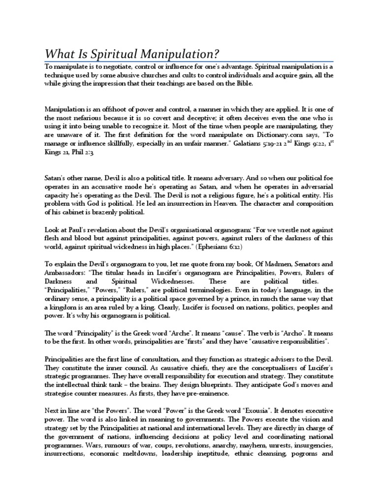 The Political Structure of Spiritual Manipulation: An Analysis of Satan ...
