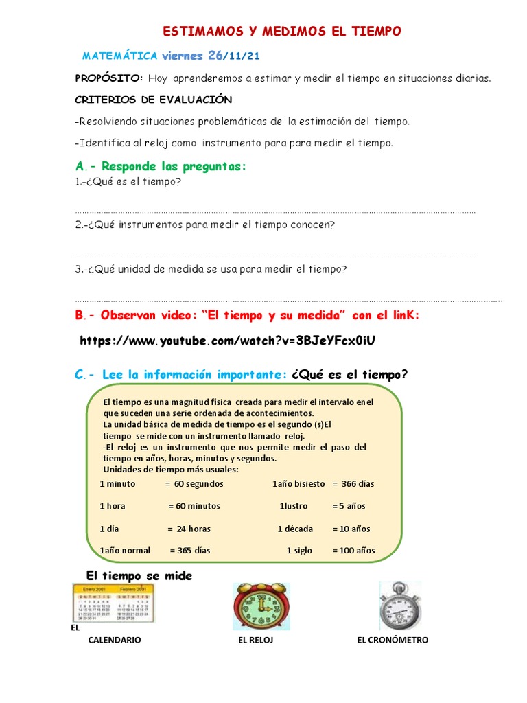 Estimamos y Medimos El Tiempo | PDF | Hora