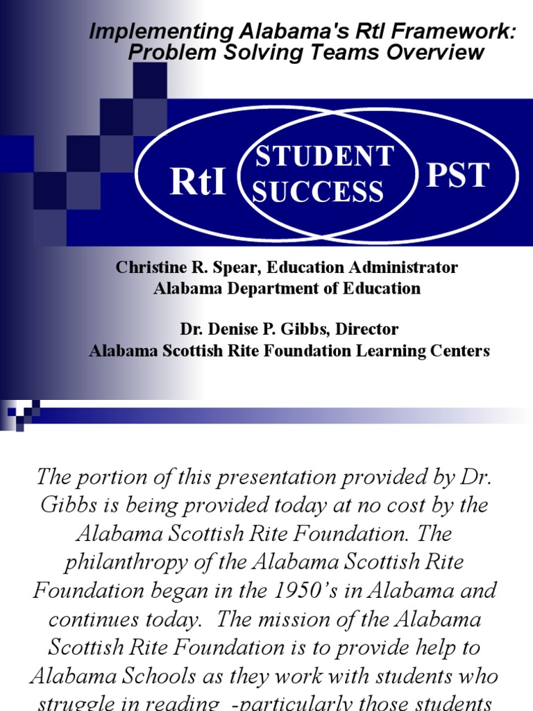Student Success: Implementing Alabama'S Rti Framework: Problem Solving Teams Overview | PDF ...