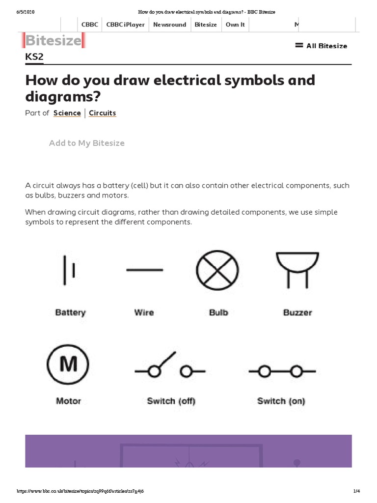 How Do You Draw Electrical Symbols and Diagrams - BBC Bitesize | PDF