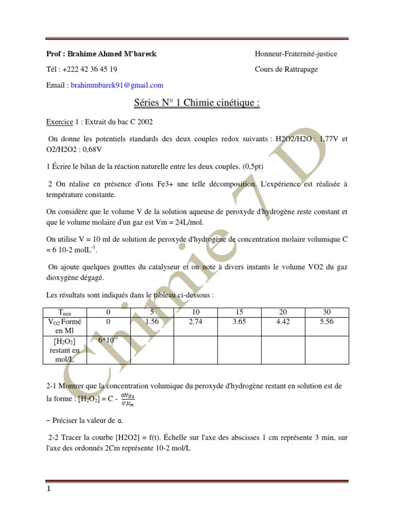 Cours de Chimie Cinétique | PDF