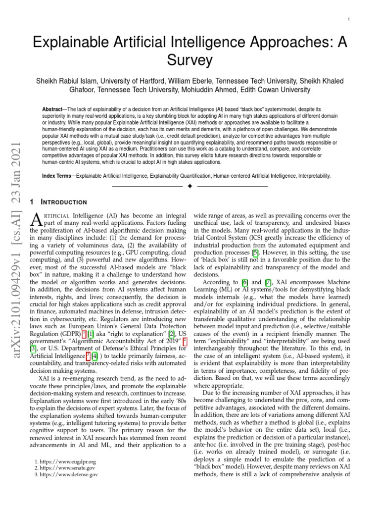 Explainable Artificial Intelligence Approaches Pdf Artificial