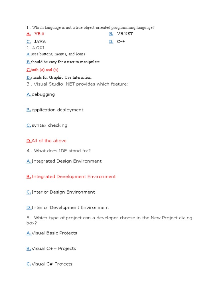 VB .Net Questions | PDF | Visual Basic .Net | Class (Computer Programming)