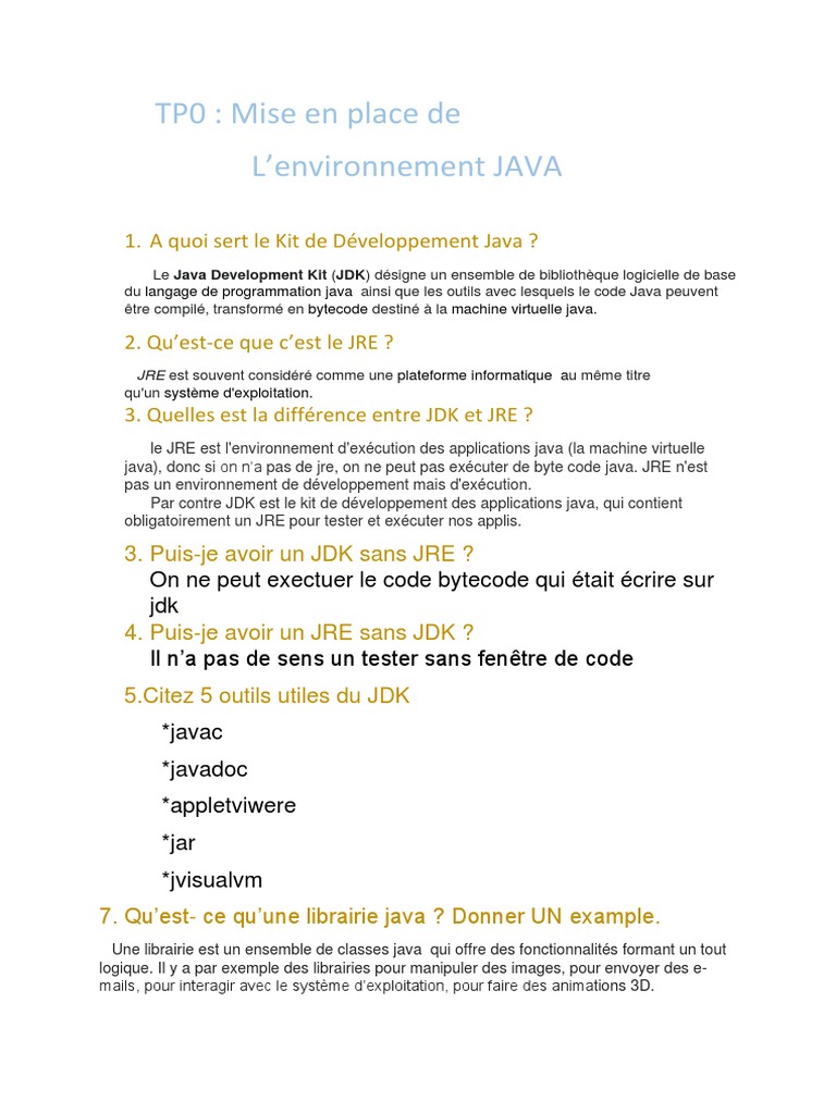 Introduction à l'environnement Java | PDF | Technologie et ingénierie