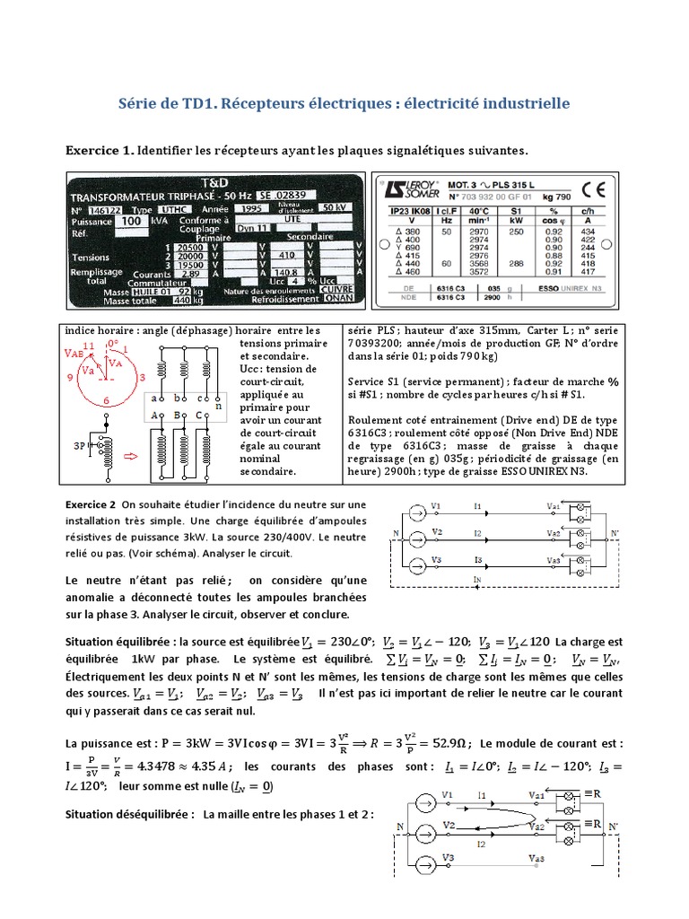 TD1 2 | PDF | Transformateur électrique | Puissance (physique)