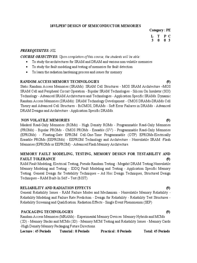 18vlpe07 Design of Semiconductor Memories | PDF | Computer Memory ...