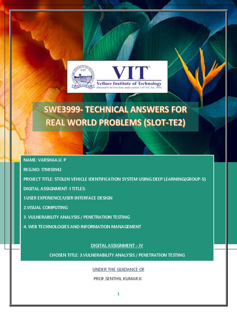 Prof - Senthil Kumar.K: Under The Guidance of | PDF | Penetration Test ...