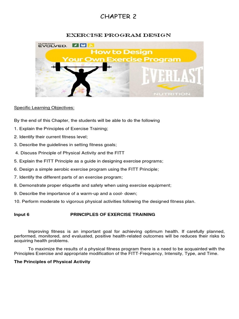 Exercise Program Design: Input 6 Principles of Exercise Training | PDF ...