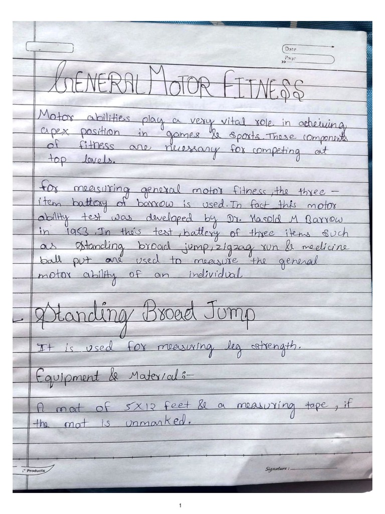 General Motor Fitness and Yoga Asanas Practical File Class XII Cbse | PDF