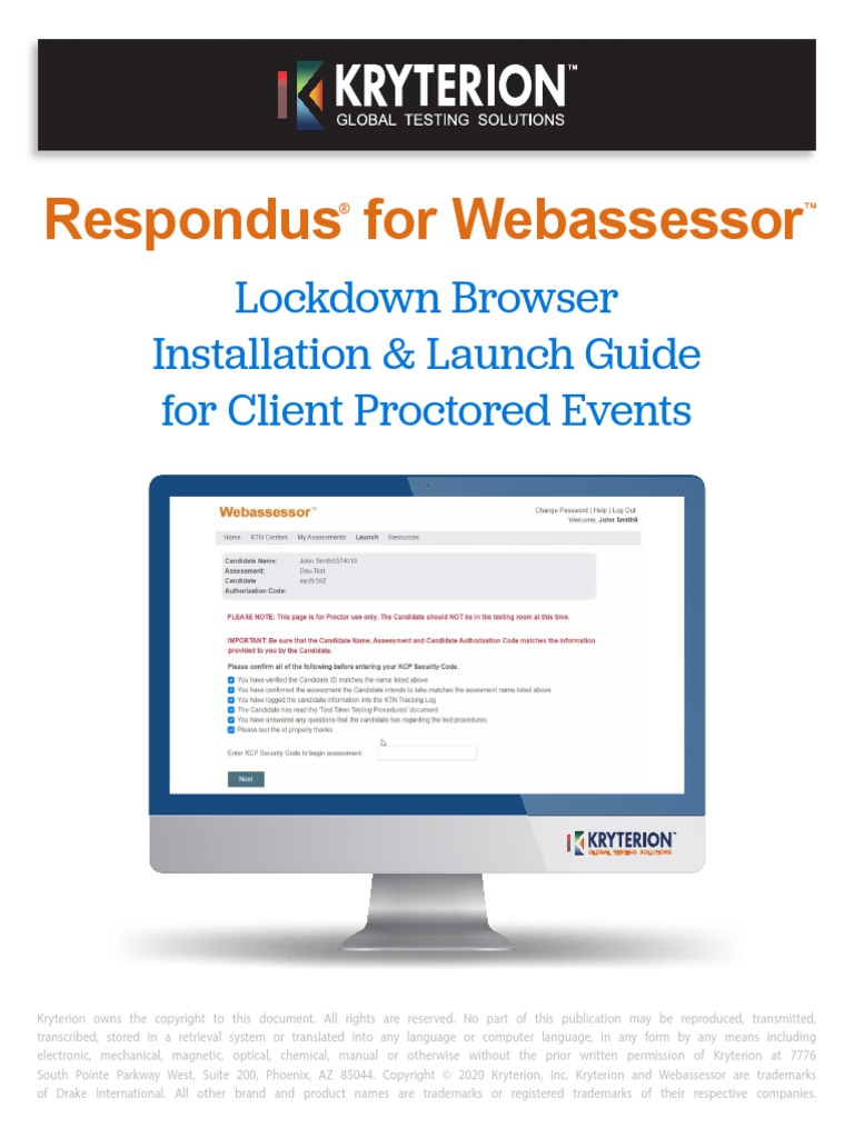 Respondus For Webassessor: Lockdown Browser Installation & Launch Guide ...