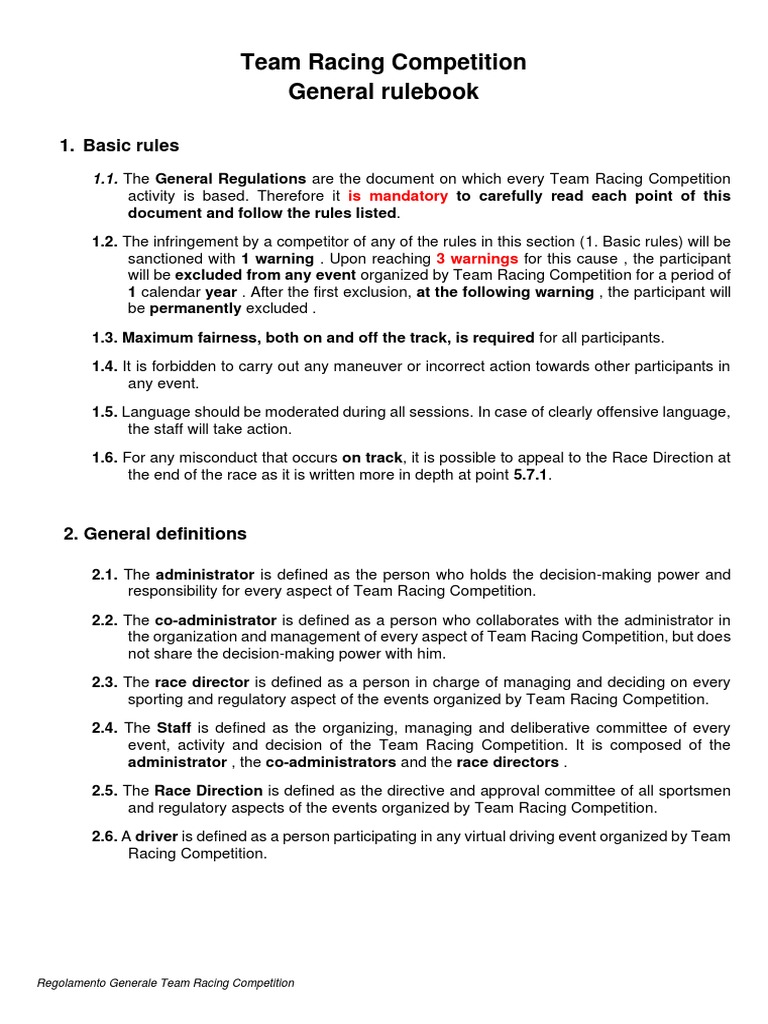 TRC General Rulebook | PDF