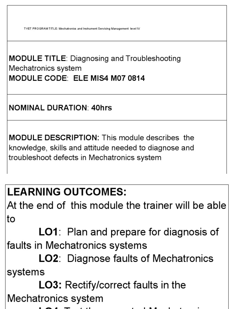 MODULE TITLE: Diagnosing and Troubleshooting Module Code: Ele Mis4 M07 ...