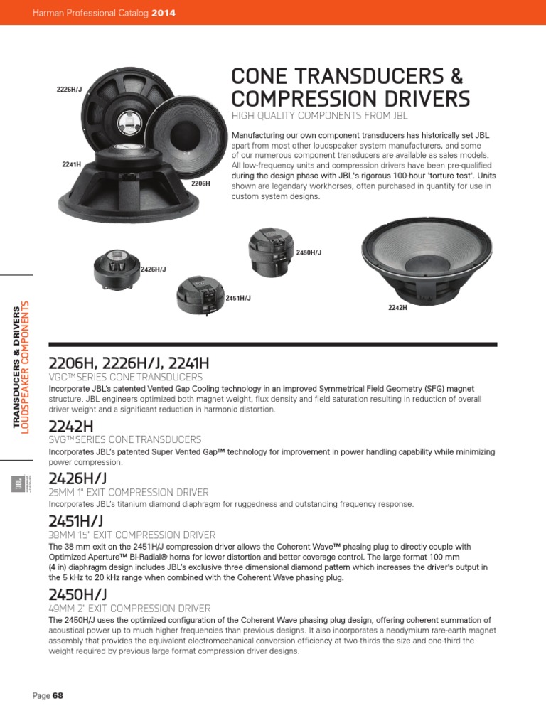 JBL Catálogo Componentes | PDF | Loudspeaker | Inductor