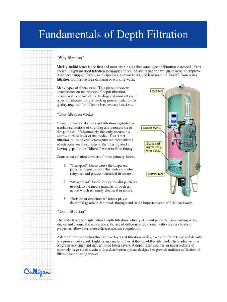Fundamentals of Depth Filtration | PDF | Filtration | Water Treatment
