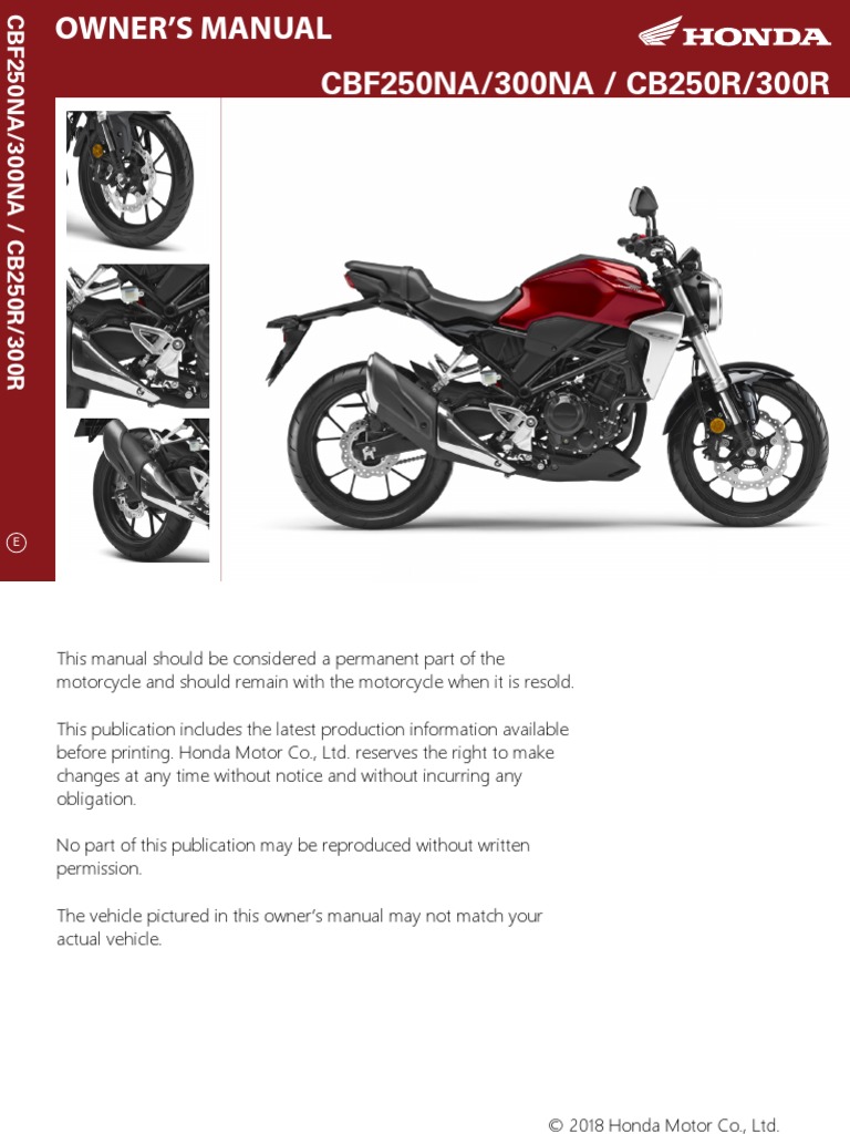 Owner'S Manual: CBF250NA/300NA / CB250R/300R | PDF | Anti Lock Braking ...