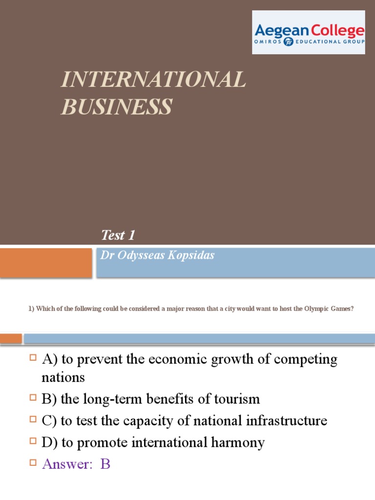 International Management - Test 1 | PDF | Multinational Corporation ...